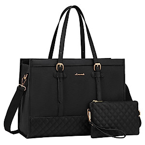 LOVEVOOK Laptop Bag for Women 15.6 inch Canvas Laptop Tote Bag, Large Capacity Work Bag with Clutch Purse, Computer Bag Office Business Briefcase, Casual Handbag for Travel College Teacher School