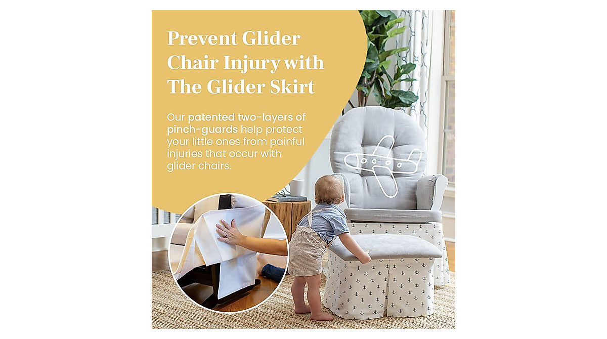 Glider Skirt, Universal Fit Safety Skirt for Glider Chair and Ottoman for Nursery, Baby Proofing ...