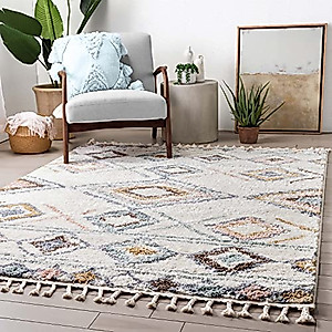 Well Woven Anetta Multi Ivory Tribal Diamonds Medallion Retro Shag Area Rug 9x13 (9'3" x 12'6")