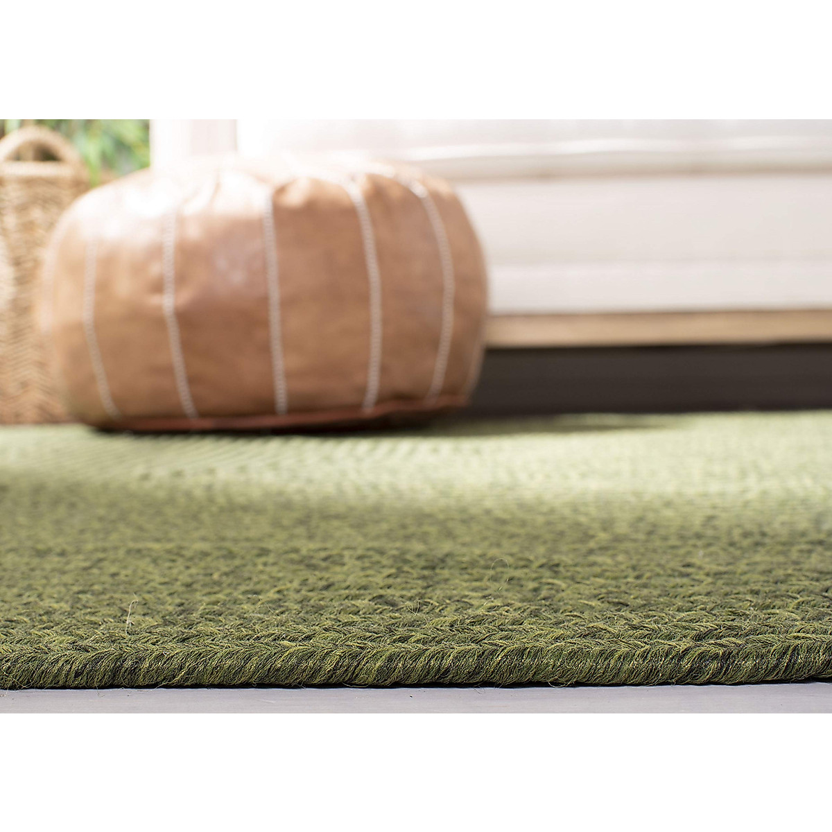 SAFAVIEH Braided Collection 2'3" x 12' Green BRD315A Handmade Country Cottage Reversible Runner Rug