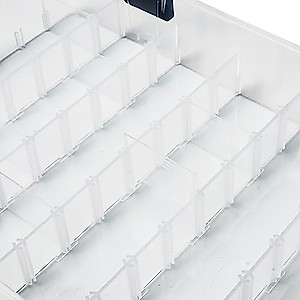 EZOWare 2-Tier Art Craft Storage Organizer Box with 118 Grid Compartments & Handle, Stackable Clear Plastic Adjustable Divider Container Bin for Jewelry, Building Block, Fishing, Sewing Supplies