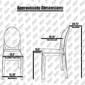 2xhome - Set of 4 Clear Dining Room Ghost Chairs Large Size Polycarbonate Plastic Modern Accent Side Chairs, Clear