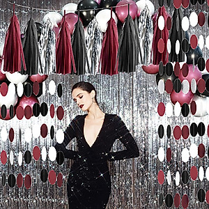 Graduation Party Decorations Maroon Black 2024/Burgundy Black Graduation Decorations 2024 Burgundy Silver Black Balloons/Burgundy Black Birthday Party Decorations