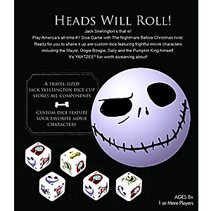 Disney Yahtzee The Nightmare Before Christmas Dice Game | Collectible Jack Skellington Toy | Family Dice Game & Travel Games