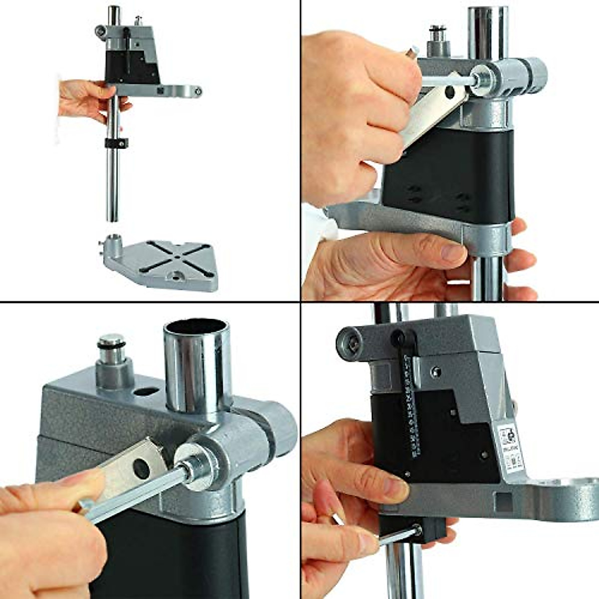 Adjustable Drill Press Stand for Drill Workbench Repair Tool Universal Bench Clamp Support Tool, Drill Press Table, Drill Stand for Hand Drill Single Hole Aluminum Base (1 Mounting Hole)