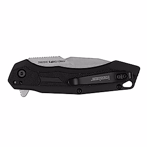 Kershaw Analyst Folding Pocket Knife, 3.25" 8Cr13MoV Tanto Stonewashed Blade, Liner Lock, Pocketclip, EDC