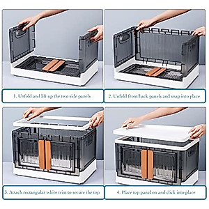 JUST AMAZING DEALS Storage Bins With Lids Stackable Storage Bins with Front Opening Doors and Top Lids for DUAL ACCESS, Collapsible, Closet Office Storage (19.8 gallon / 75 litre)
