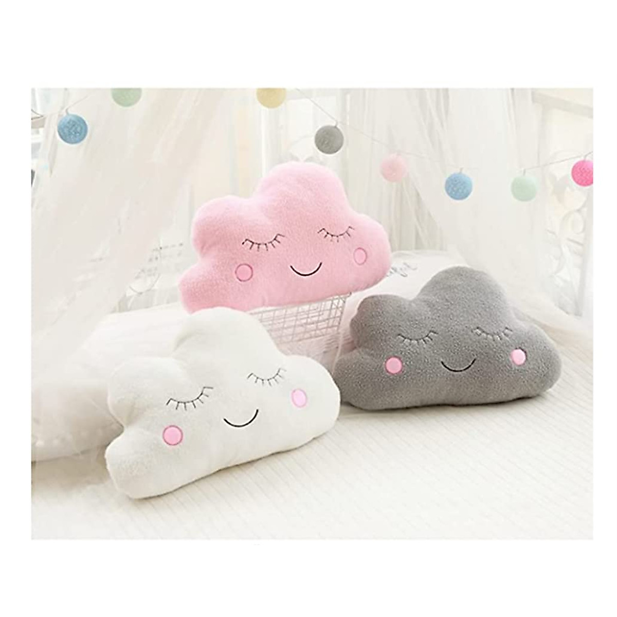 Soft Plush ELONEL Star Pillow Moon Cloud Fresh Cushion Bed Pillow Home Office Sofa car seat Cushion Party Supplies (Clouds (21.5*17.7) inch (55*45) cm, White)