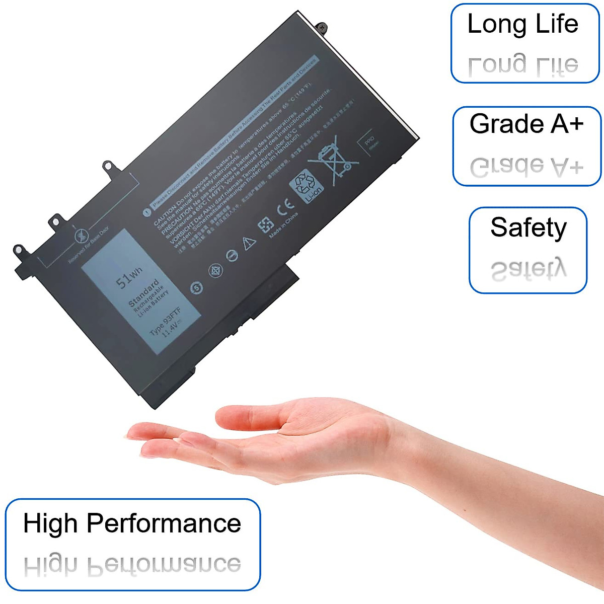 51Wh 93FTF Laptop Battery for Dell Latitude 5280 5480 5580 5590 5490 5288 5290 5290 5488 5495 E5280 E5480 E5580 E5490 E5590 E5480 E5290 E5591 Precision 15 3520 3530 D4CMT 83XPC 4YFVG 3DDDG