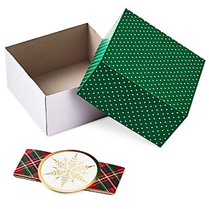 Hallmark Christmas Gift Boxes 3-Pack Assorted Sizes (Red & Green Stripes, Plaid, Polka Dots) for Hostess Gifts, Holiday Parties, Wrapped Treats
