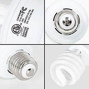 WACOOL Spiral Compact UVA UVB Reptile Light, 26W Energy Saving Lamps UVA UVB Bulb 10.0 and UV Test Card Kit for Reptile/Snake/Lizard/Insect/Turtle/Tortoise/Gecko etc. (26W)