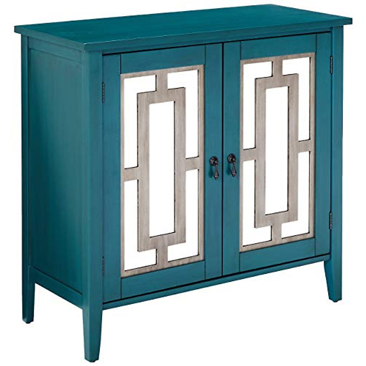 Kings Brand Antique Blue Buffet Server Cabinet / Console Table, Mirrored Doors
