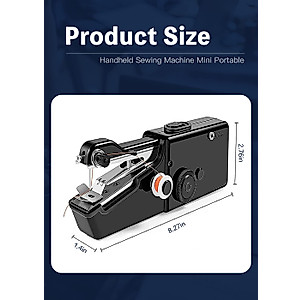 Handheld Sewing Machine, Mini Portable for Quick Stitching, Portable Sewing Machine Suitable for Home,Travel and DIY, Electric for Beginners - Black