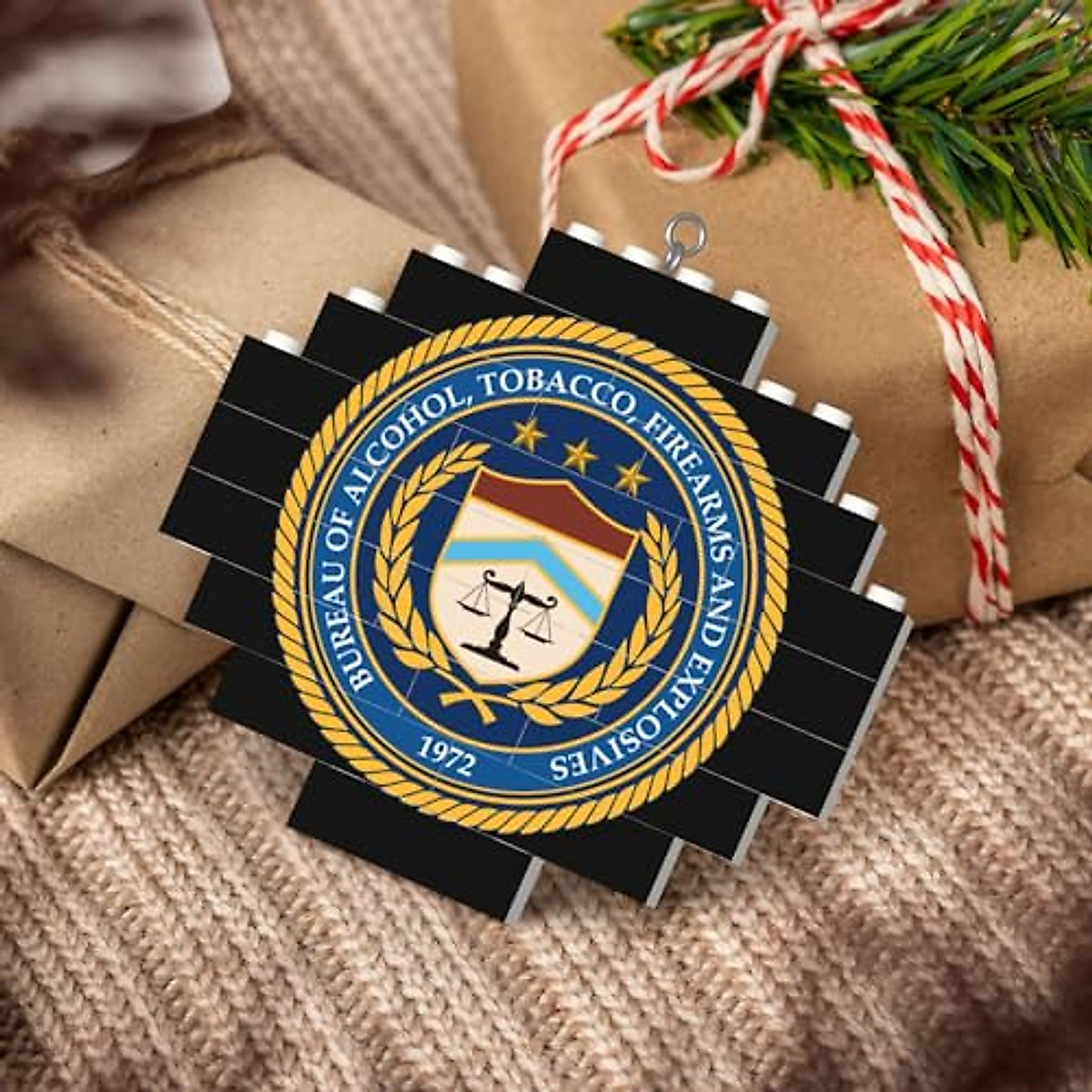 Us Bureau of Alcohol Tobacco and Firearms ATF Fashion Building Brick Block Puzzle Lozenge Shaped Orange Uv Printed for Indoor Outdoor Suitable for Various Festivals