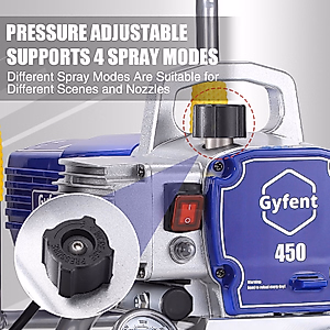 Gyfent 450 Airless Paint Sprayer, 0.47GPM Paint Sprayer for Home Interior 3300psi High Efficiency Airless Sprayer with Low Overspray 900W Electric Paint Sprayer for House Painting Townhouse