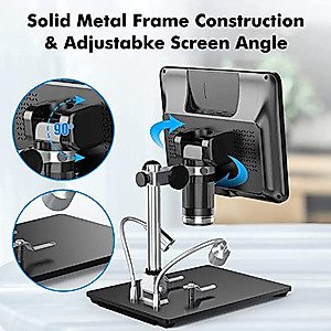 10" LCD Digital Microscope- Soldering Microscope for Electronics Repair, Opqpq USB Coin Magnifier with Light & Large Screen for Error Coins, PCB Board Watch Micro Solder Microscopes Station for Adults