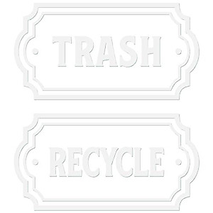 Recycle and Trash Elegant Decal to Organize Trash cans or Garbage containers and Walls - Premium Cut Vinyl (XSmall, White Matte-R)
