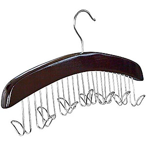 Richards Homewares Belt Hanger Rack for Closet Organization and Storage Display Holder with 12 Hooks, Wood and Chrome Accents, Dark Walnut, 75532