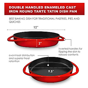 Bruntmor Red Enameled Round Cast Iron Baking Pan