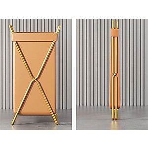 GIBZ Folding Laundry Basket Large Removable Waterproof Leather Clothes Hampers with Lid Brown（with lid）