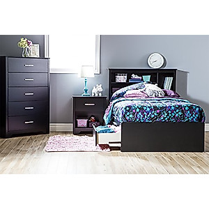 South Shore Step One Mates Bed with 3 Drawers, Twin, Pure Black