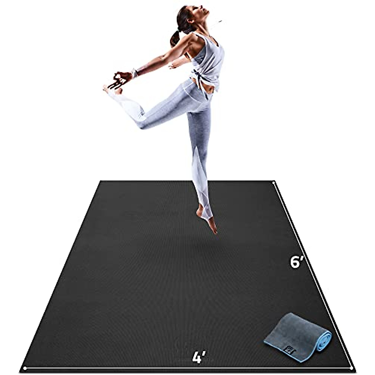 Gorilla Mats Premium Large Yoga Mat – 6' x 4' x 8mm Extra Thick & Ultra Comfortable, Non-Toxic, Non-Slip Barefoot Exercise Mat – Works Great on Any Floor for Stretching, Cardio or Home Workouts