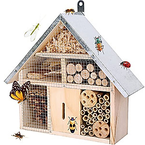 Wooden Insect House for Garden Insect Hotel for Ladybugs,Mason Bees,Butterflies,Ladybirds Hanging Bamboo Habitat (Wooden) (Insect A)