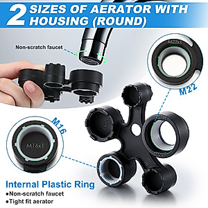 Enhon 13 in 1 Faucet Aerator Removal Tool, Metal Aerator Key Wrench for Hidden TF, TJ, TT, JR, STD and Cut Edge/Round Aerator with Housing M16 M18 M20 M22 M24 M28 (Black Mist)