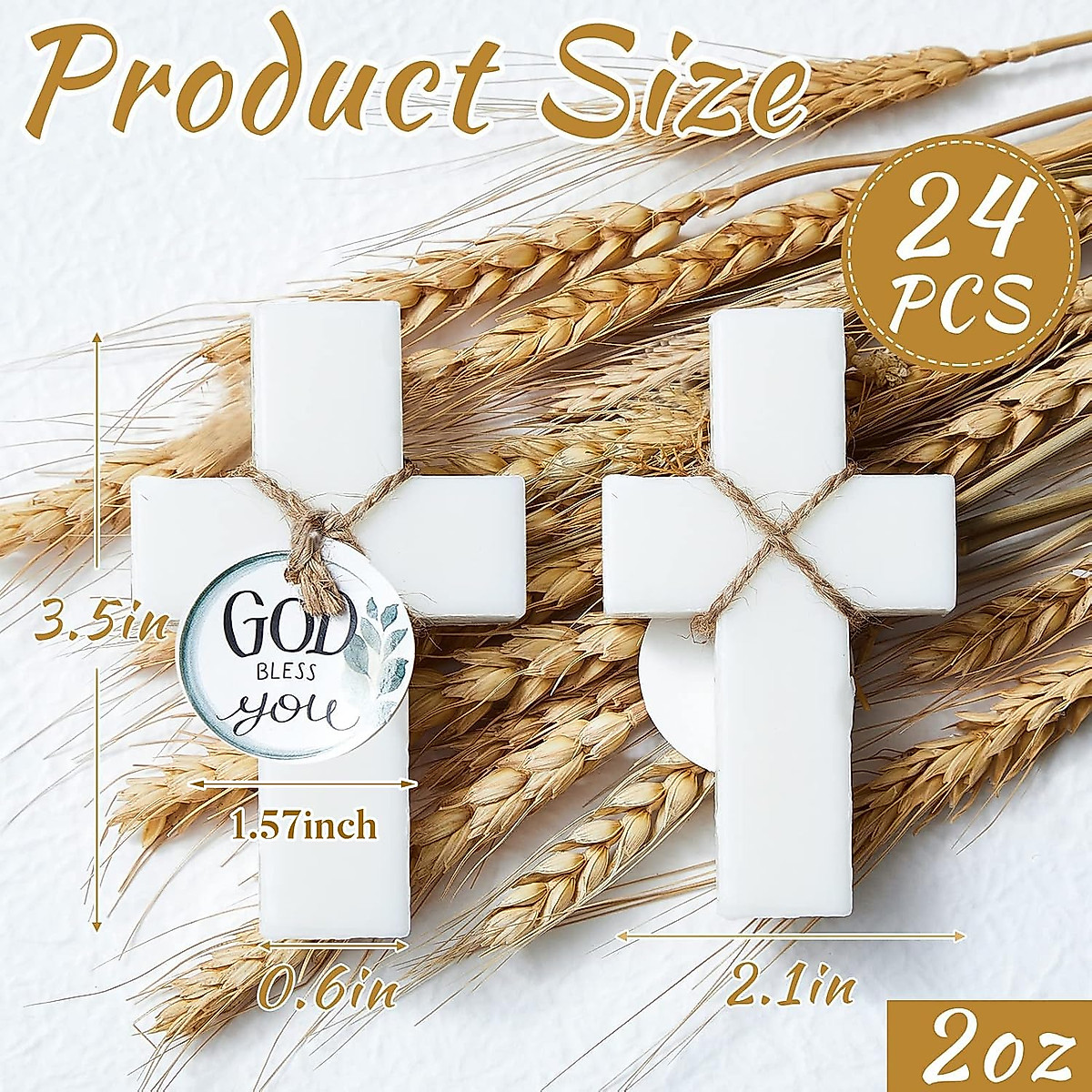 Otuuz 24 Pcs Cross Soap Baptism Favors Baby Baptism Favor Scented Soap Favors Baby Shower Favors Christening Favors Communion Favor for Guests Party Wedding Birthday Gift Bridal