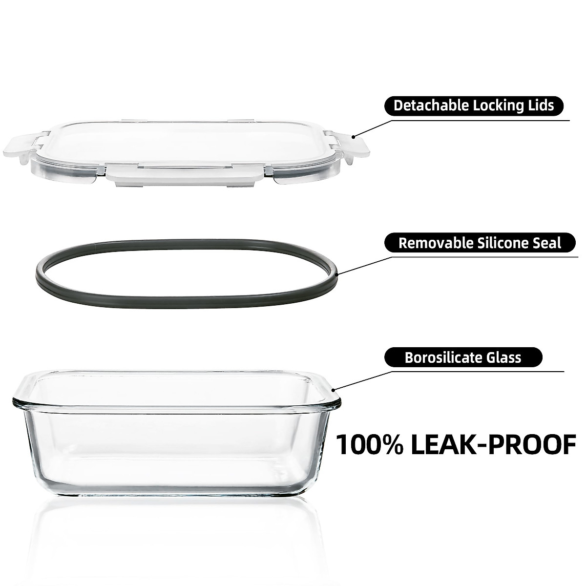 SHYRC 8 Pack Glass Food Storage Containers Set, Glass Meal Prep Containers with Leakproof Lids, Airtight Glass Lunch Containers, Ideal for Food Storage, On-the-Go, Leftover