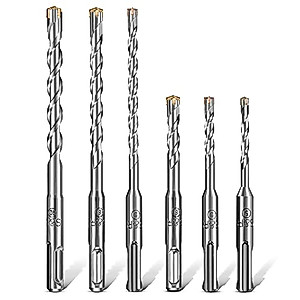 S&R Carbide Drill Bit Set SDS-Plus for Concrete, Granite, Stone. Drill Bit Set 6 Pieces 5, 6, 8 x 110 mm; 6, 8, 10 x 160 mm in Plastic Box - Hammer Drill and Impact Drill Bits