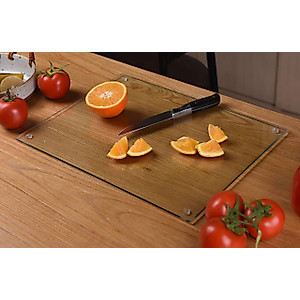 Phore Tempered Glass Cutting Board for Kitchen, Dishwasher Safe, Clear Cutting Board for Countertop, Scratch Resistant, Heat Resistant, Shatter Resistant(16"x12", Clear)