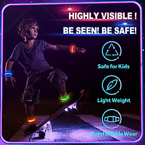 GIFTINBOX 12/6 PCS LED Light Up Bracelets for Kids Adults, LED Glow Flashing Arm Wrist Bands, Glow in The Dark Party Supplies for Night Events Halloween Safety Party Favors Concerts Rave Sports