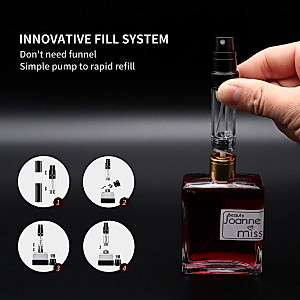 Travel Refillable Perfume Bottle, Mini Portable Perfume Empty Atomizer with Fine Spray Pump, Leaking Proof Perfume Container for Women & Men, 5ml (Black)