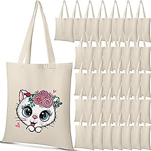 Reginary 36 Pack 13 x 15 Inch Cotton Canvas Tote Bag Bulk with Handles Blank Shopping Bag for Crafts Lightweight Economical Reusable Grocery Cloth Bags for DIY Advertising Activity Gift