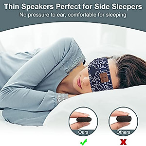 BULYPAZY 2pcs Sleep Headphones Bluetooth Headband, Headband Headphones, Bluetooth Headband for Side Sleepers, Running, Insomniac, Nap, Travel, Meditation（One Set of Speakers） (Blue&Gray)