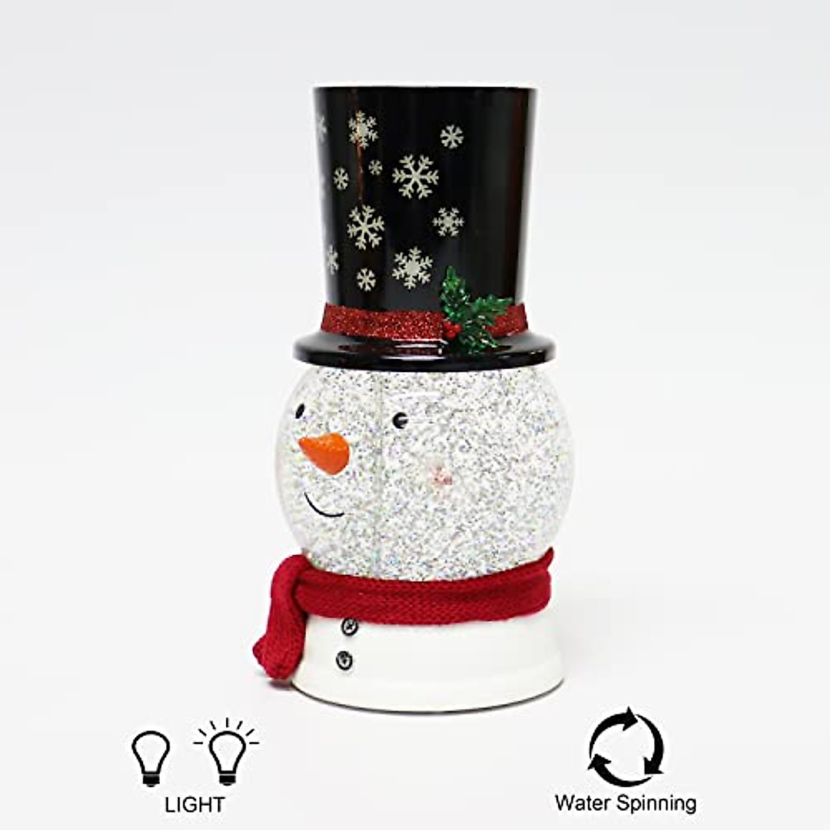 Christmas Tabletop Decor, Snow Globe Water Spinning LED Lighted Snowman, Battery Operated (not Included) (9.4" H x 5.5" W x 4.8" D) by Moments in Time