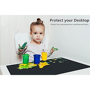 Silicone Counter Mats Set of 2, Heat Resistant, Kitchen Countertop Protector, Non Slip, Black