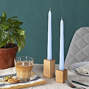 CANDWAX 10 inch Taper Candles Set of 12 - Dripless Taper Candles and Unscented Candlesticks - Perfect as Dinner Candles and Household Candles - Baby Blue Candles