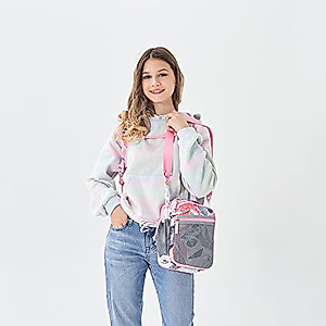 Insulated Lunch Box for School and Work, Expandable Lunch Bag, Thermal Reusable Small Lunch Cooler Tote Bag for Kids, Boys, Girls, Men, Women (Tropical Flowers)