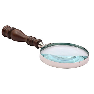 10x Handheld Magnifying Glass Lance with Hardwood Designer Handle Magnifier Loupe, Storage Heavy Cloth Pouch