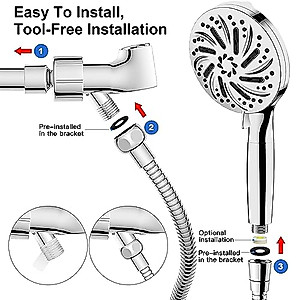 High Pressure Shower Head with Handheld - Filtered Shower Head with Pause and Jet 𝟏𝟎 Modes, Removable Powerful Pressure Hand Held Showerhead with Extra Long Hose and Detachable Filter