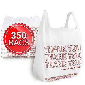 Reli. Thank You Plastic Bags (350 Count) (11.5" x 6.5" x 21") (White) - Grocery, Shopping Bag, Restaurants, Convenience Store