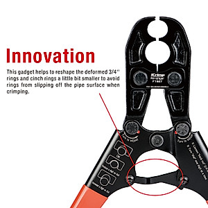 iCrimp PEX Crimping Tool, Combo1/2-inch, 3/4-inch Plumbing Tool, Copper Crimp Ring, with Go/No-Go Gauge Conforms to ASTM F1807 Standards