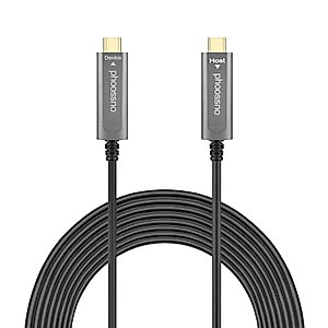 phoossno USB C to C Fiber Optical Cable USB 3.1 Type C Cable 10Gbps 50FT Compatible with Microsoft Azure Logitech Camera Aver &Vaddio & Barco ClickShare Touch Screen Kinect Intel RealSense