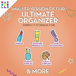 Caboodles Pretty in Petite Makeup Box, Two-Tone Peach on Seafoam, Hard Plastic Organizer Box, 2 Swivel Trays, Fashion Mirror, Secure Latch for Safe Travel