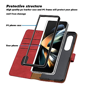 Phone Flip Case Compatible with Samsung Galaxy Z Fold 5 2023 Case, Samsung Galaxy Z Fold 5 Wallet Case Slim PU Leather Phone Case Flip Folio Leather Case Card Holders Shockproof Protective Case with W
