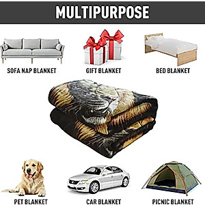 HommomH 60"x80" Black Lion Blanket Animal Print Soft Fluffy Fleece Throw for Couch Sofa Bed