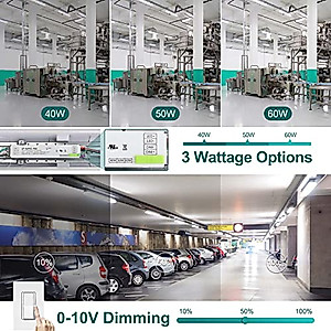 kadision 4FT Vapor Tight LED Light Fixture, 60W/50W/40W Wattage Selectable 7200lm 5000K 100-277V, 0-10V Dimmable Vapor Proof LED Light for Car Washes Parking Garages, UL Listed