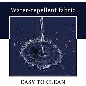 PHI VILLA 3-Piece Outdoor Rattan Sectional Sofa Set with Acacia Wood Coffee Table Patio Wicker Furniture Set with Cushions Conversation Set, Navy Blue